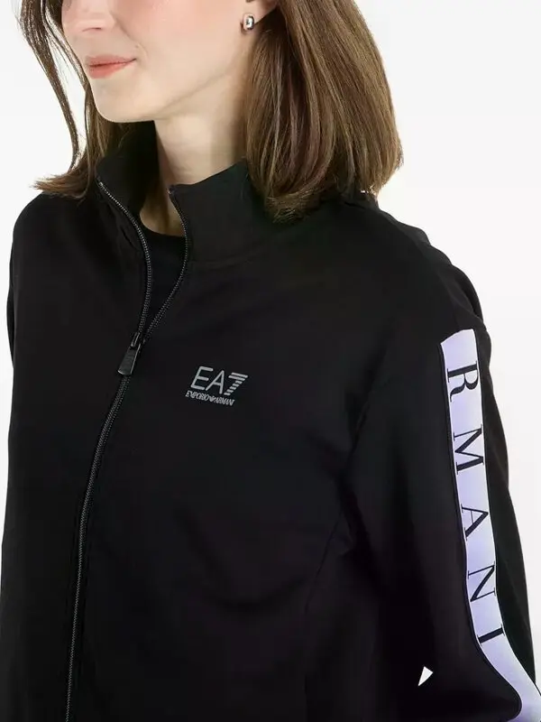 EA7 Natural Vent Zip-up Sweatshirt With Logo Tape