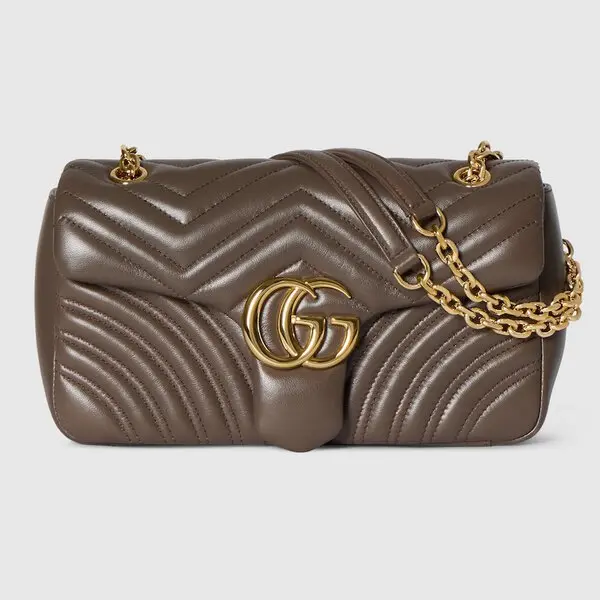 Gucci Gg Marmont Medium Shoulder Bag In Leather - Brown