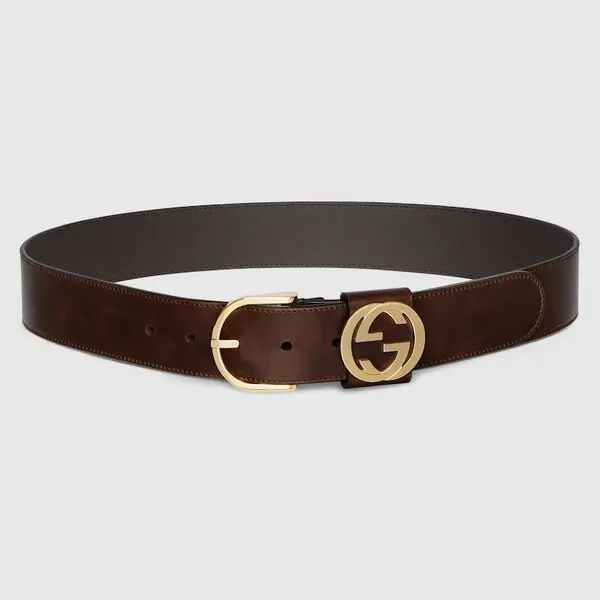 Gucci Leather Belt With Round Buckle - Brown