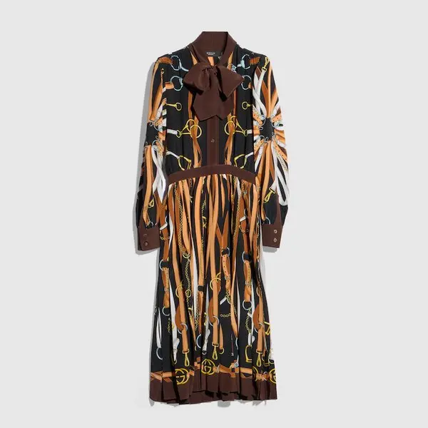 Gucci Printed Silk Chemisier Dress