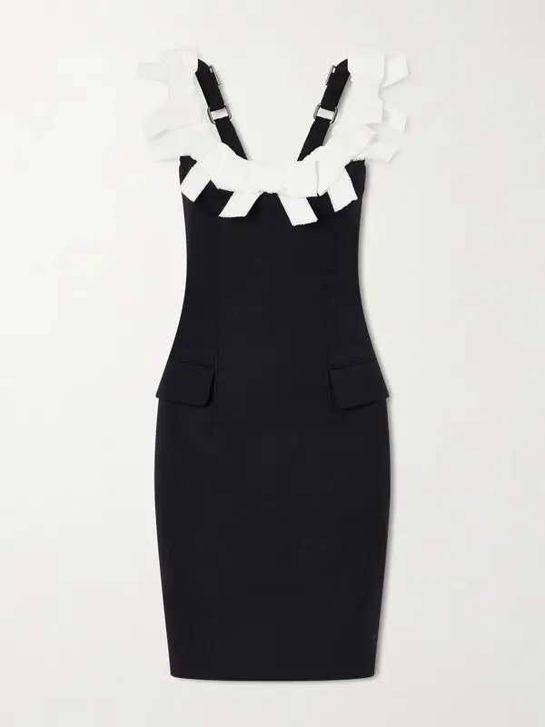 SHUSHU/TONG Bow-detailed Grain De Poudre Mini Dress