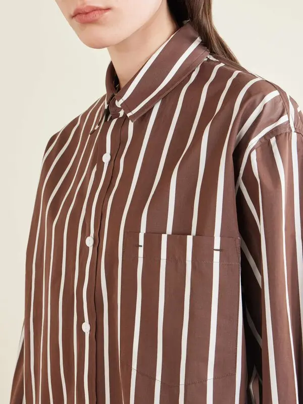 Matteau Striped Organic Cotton-poplin Shirt - Brown