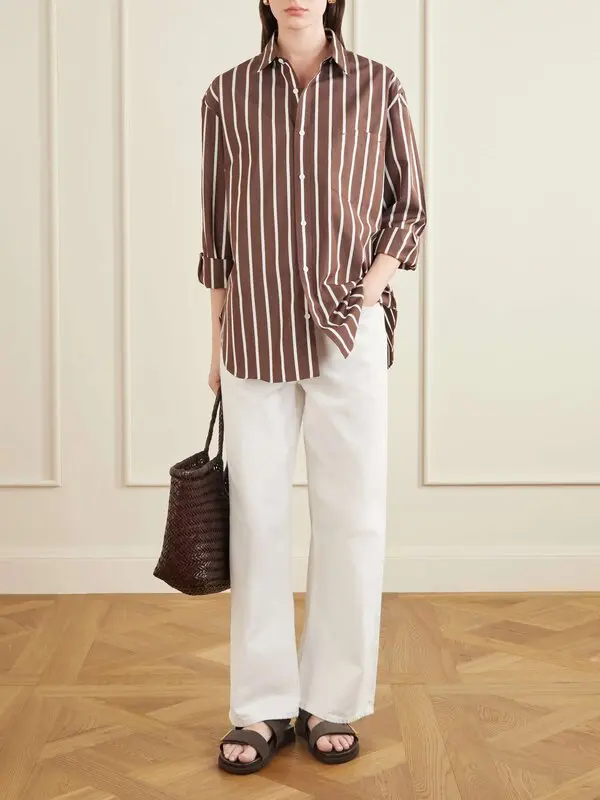 Matteau Striped Organic Cotton-poplin Shirt - Brown