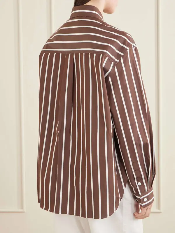 Matteau Striped Organic Cotton-poplin Shirt - Brown