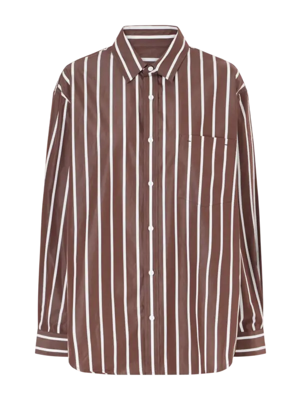 Matteau Striped Organic Cotton-poplin Shirt - Brown