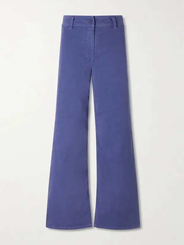 NILI LOTAN Megan Cotton-blend Wide-leg Pants - Blue
