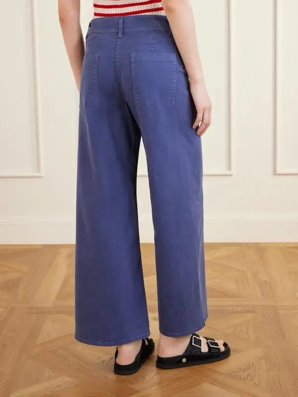 NILI LOTAN Megan Cotton-blend Wide-leg Pants - Blue