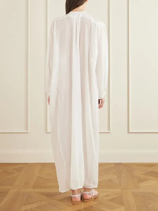 LES VACANCES D’IRINA Gathered Cotton Maxi Dress