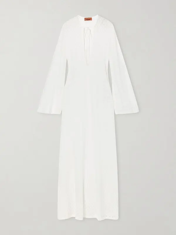 Missoni Striped Metallic Crochet-knit Coverup - White