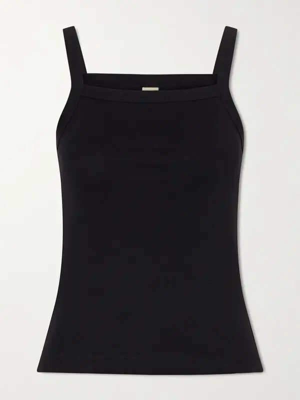 FLORE FLORE Organic Cotton Square Neck Tank Top - Black