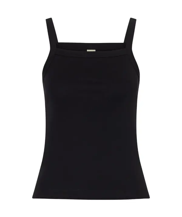 FLORE FLORE Organic Cotton Square Neck Tank Top - Black