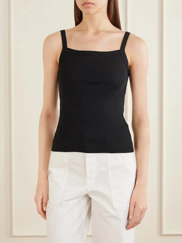 FLORE FLORE Organic Cotton Square Neck Tank Top - Black