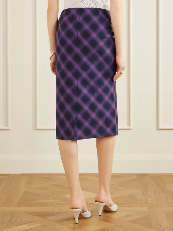 SHUSHU/TONG Checked Cotton-blend Midi Skirt