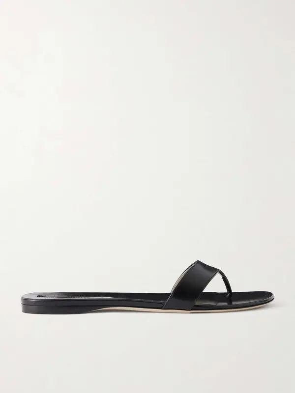 CHRISTEN Helix Leather Thong Sandals - Black