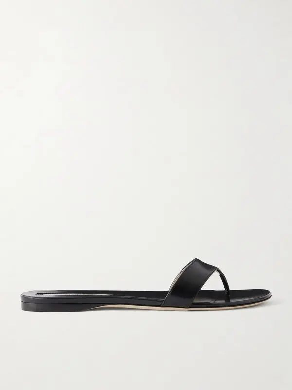 CHRISTEN Helix Leather Thong Sandals - Black