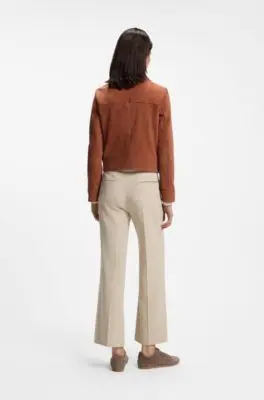 BOSS Suede Jacket With Concealed Zipper Closure