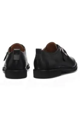 Hugo Leather Monk Strap Shoes With Brogue Detailing