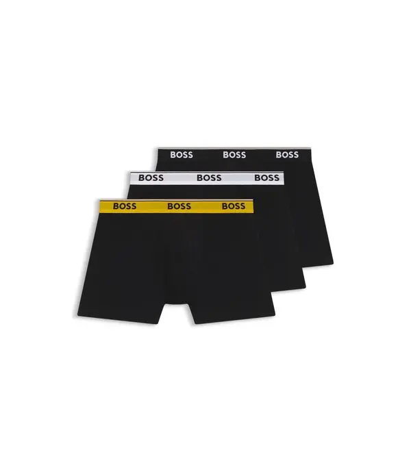 BOSS Three-pack Of Logo-waistband Boxer Briefs - Black