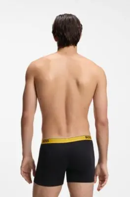 BOSS Three-pack Of Stretch-cotton Boxer Briefs With Logo Waistband - Black
