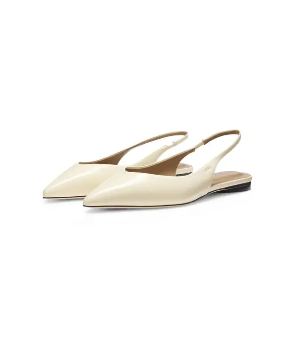 BOSS Leather Slingback Pumps With Center Seam - Light Beige