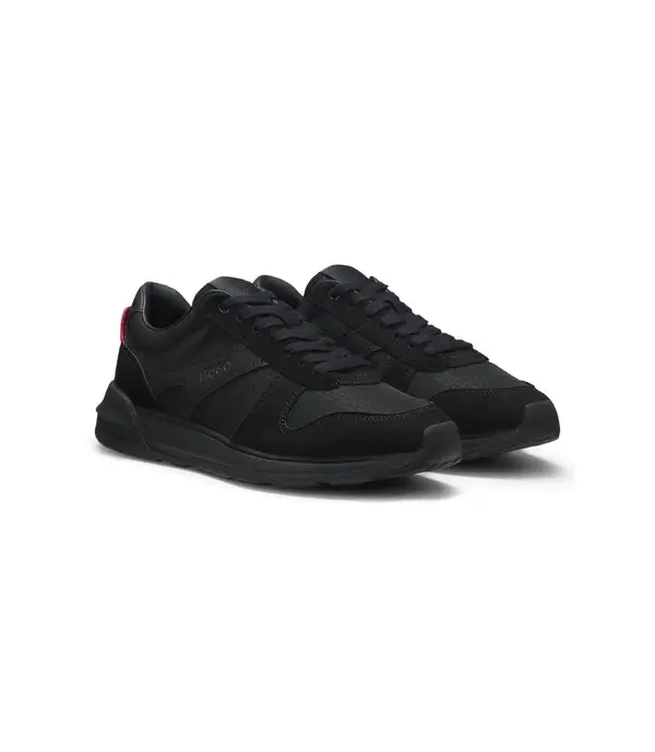 Hugo Monogram Jacquard Sneakers With Faux-suede Trim