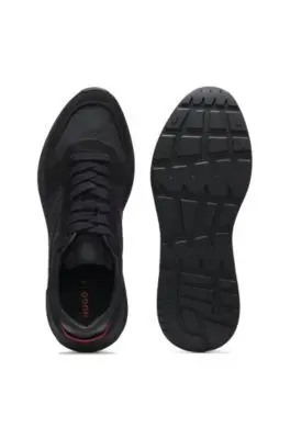 Hugo Monogram Jacquard Sneakers With Faux-suede Trim