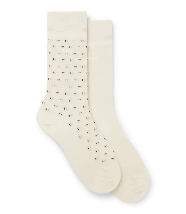 BOSS Two-pack Mercerized Cotton Blend Socks - White