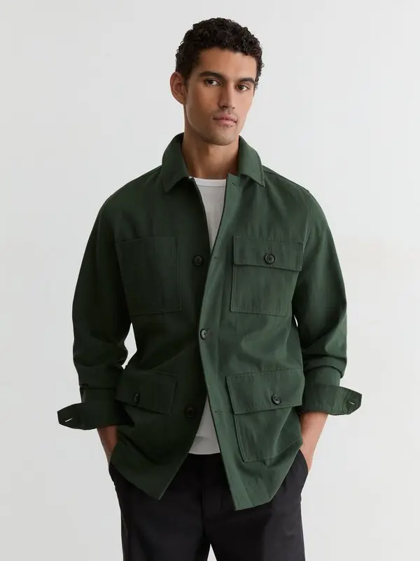 REISS Cotton-canvas Four-pocket Chore Jacket