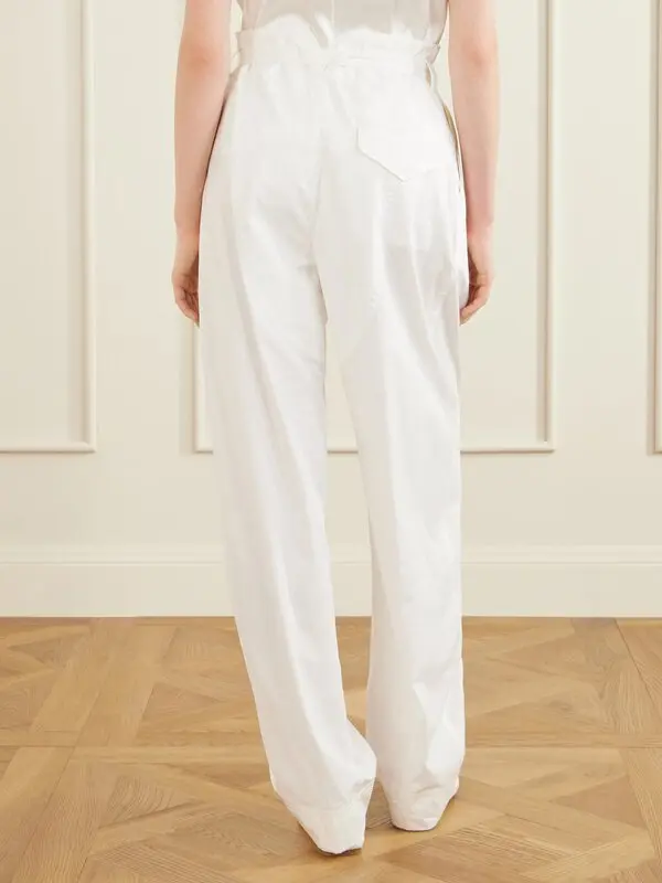 Bottega Veneta Straight-leg Cotton-blend Trousers - White