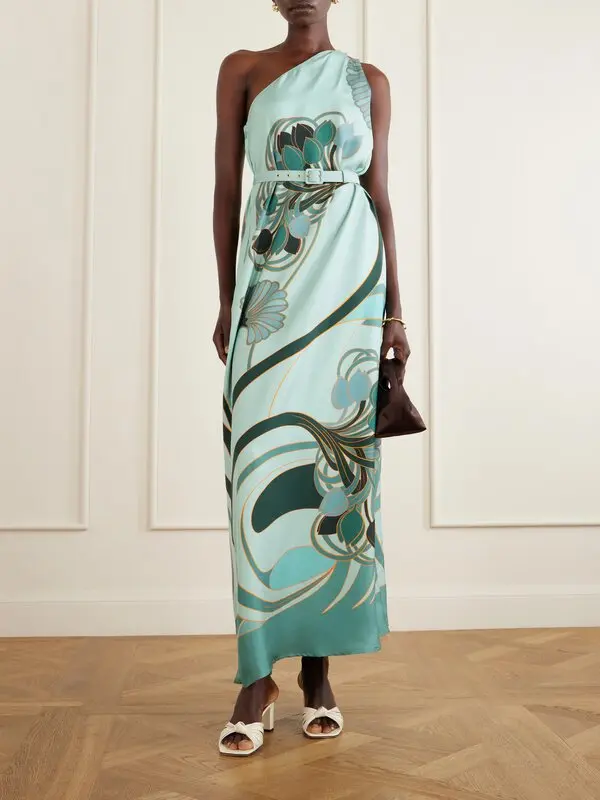 La DoubleJ Printed Silk Satin Maxi Dress