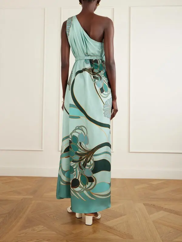 La DoubleJ Printed Silk Satin Maxi Dress