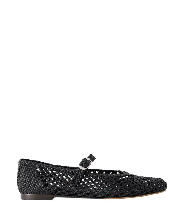 Le Monde Beryl Mary Jane Knotted Leather Ballet Flats - Black