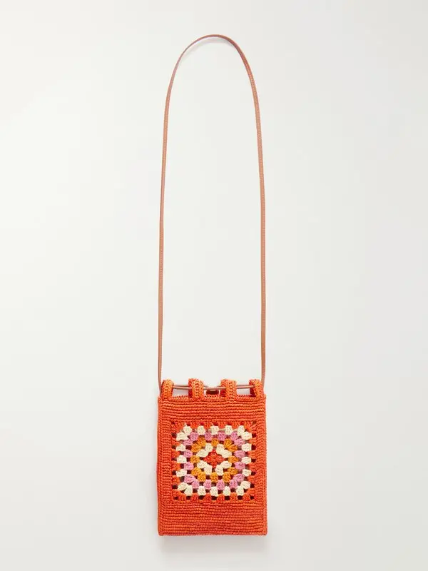 Loewe Crocheted Raffia Bucket Bag - Orange