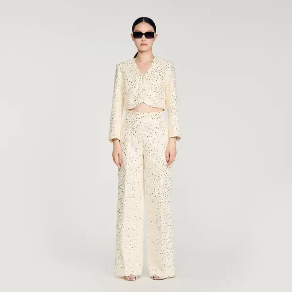 Sandro Geometric Sequin Wide-leg Trousers