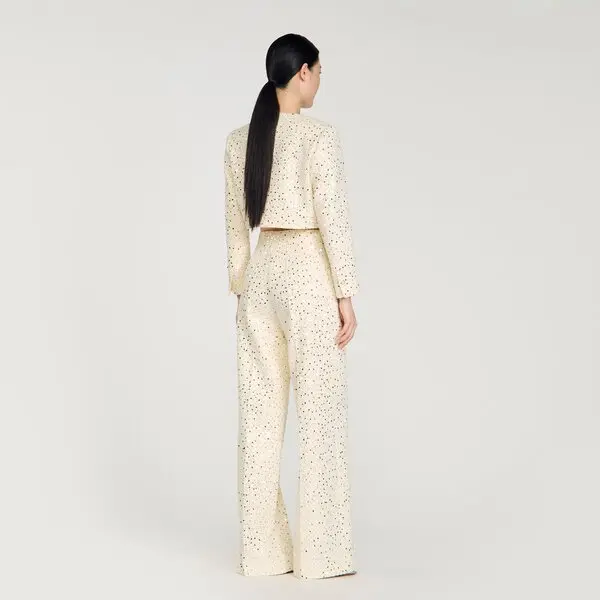 Sandro Geometric Sequin Wide-leg Trousers