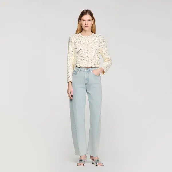 Sandro Embellished Sequined Cropped Jacket