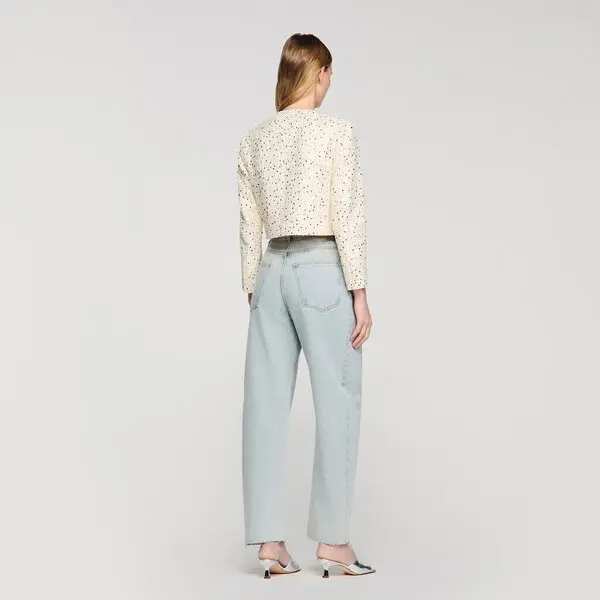 Sandro Embellished Sequined Cropped Jacket