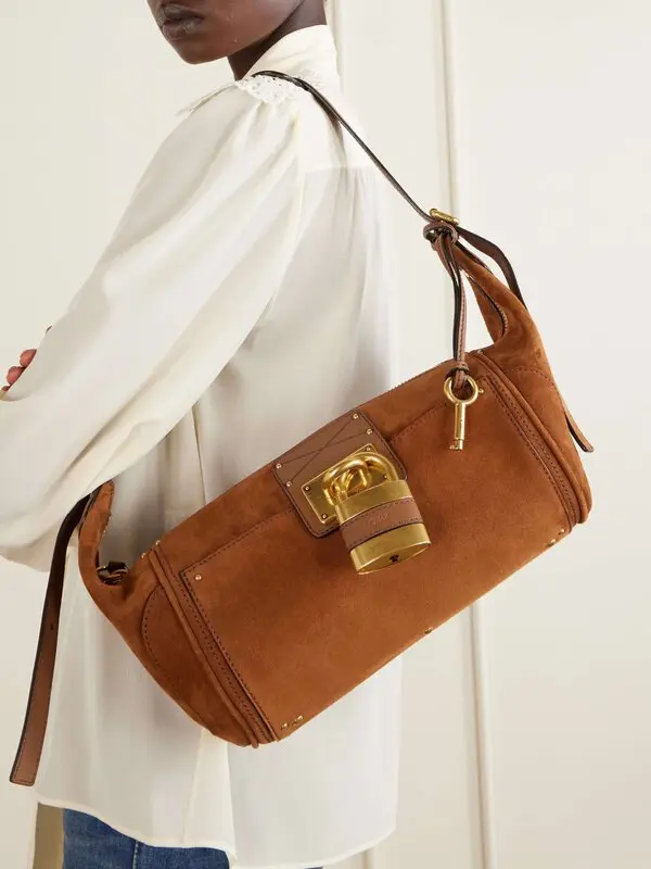 Chloé Paddington Embellished Suede Shoulder Bag