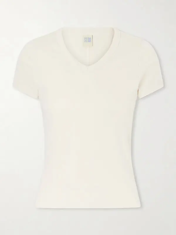 FLORE FLORE Jill Organic Cotton-jersey T-shirt - Neutrals
