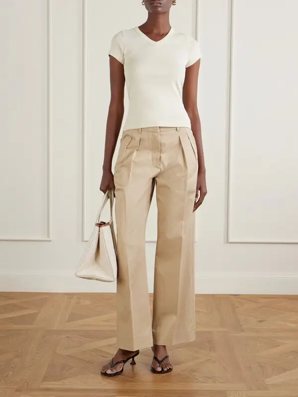 FLORE FLORE Jill Organic Cotton-jersey T-shirt - Neutrals