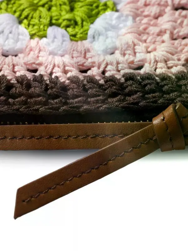 Miu Miu Crochet Zipper Pouch - Brown