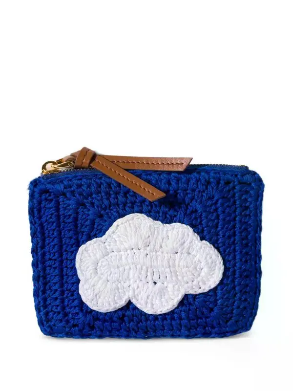 Miu Miu Crochet Zipper Pouch - Blue