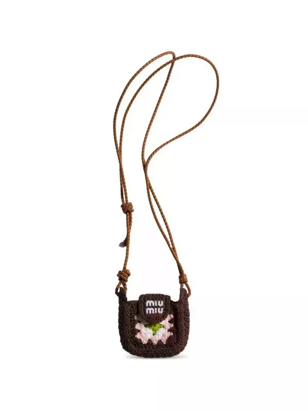 Miu Miu Crochet Earbud Pouch - Brown