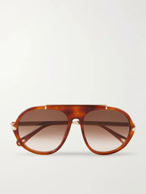 Chloé Aly Aviator Acetate Sunglasses - Tortoiseshell
