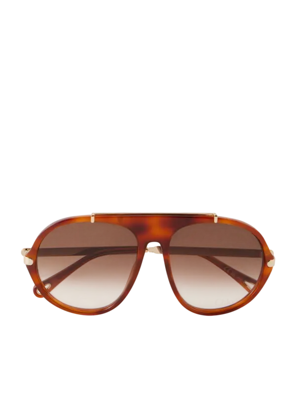 Chloé Aly Aviator Acetate Sunglasses - Tortoiseshell