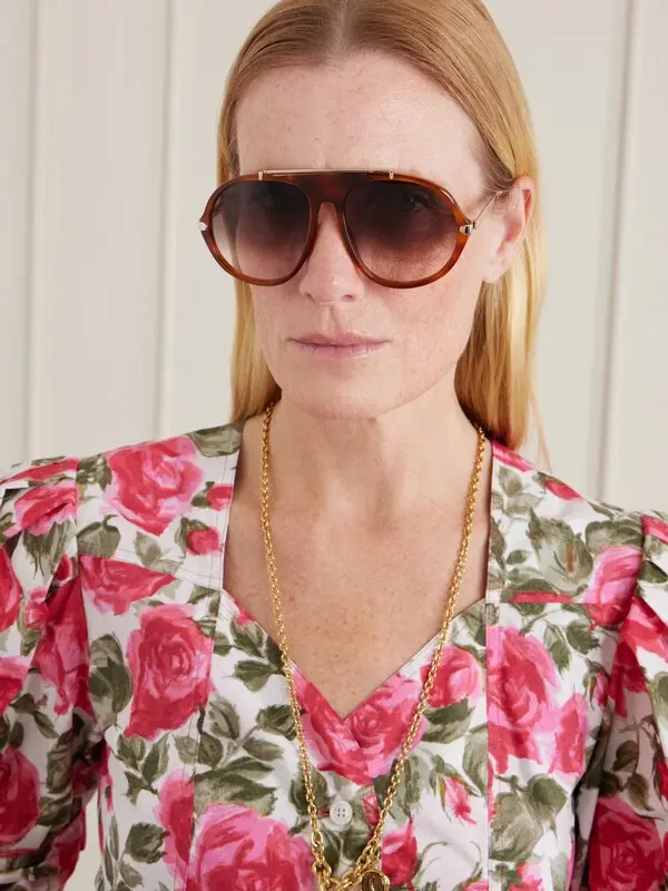 Chloé Aly Aviator Acetate Sunglasses - Tortoiseshell