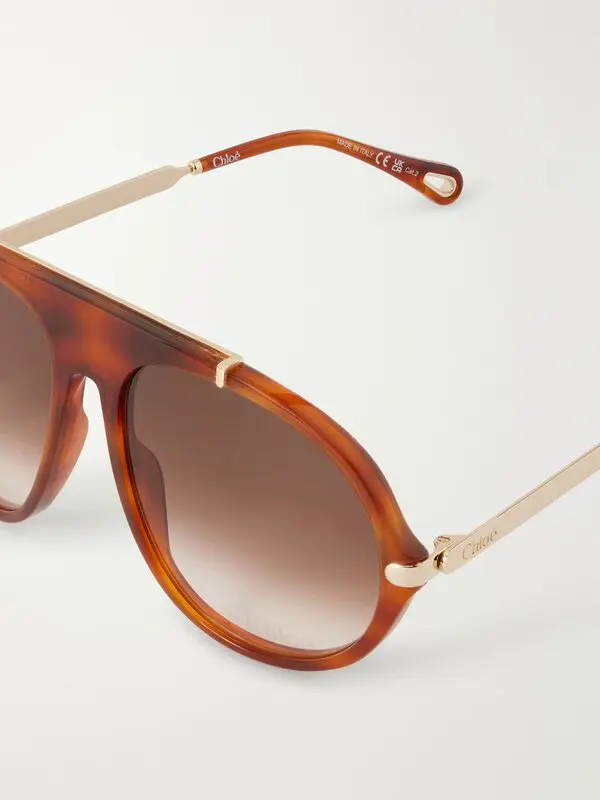 Chloé Aly Aviator Acetate Sunglasses - Tortoiseshell