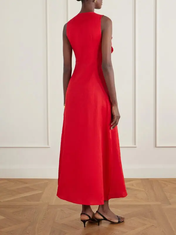 farm rio red linen dress Red 3d Flower Euroflax Premium Linen Mini Dress