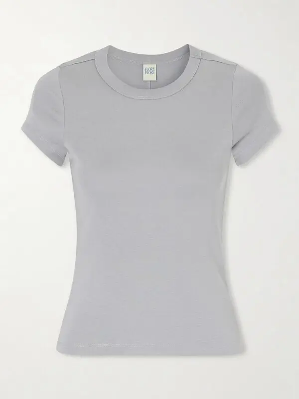 FLORE FLORE Ribbed Organic Cotton-jersey T-shirt - Gray