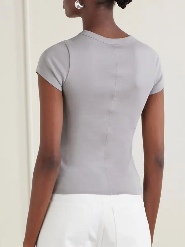 FLORE FLORE Ribbed Organic Cotton-jersey T-shirt - Gray